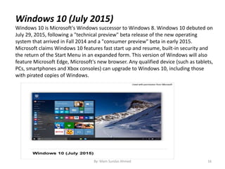 History of windows and Windows servers | PPTX