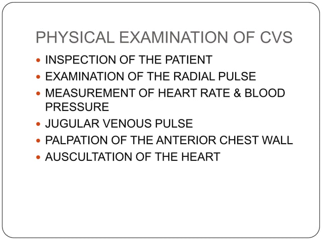 History & physical examination of cvs | PPTX | Heart and Cardiovascular ...