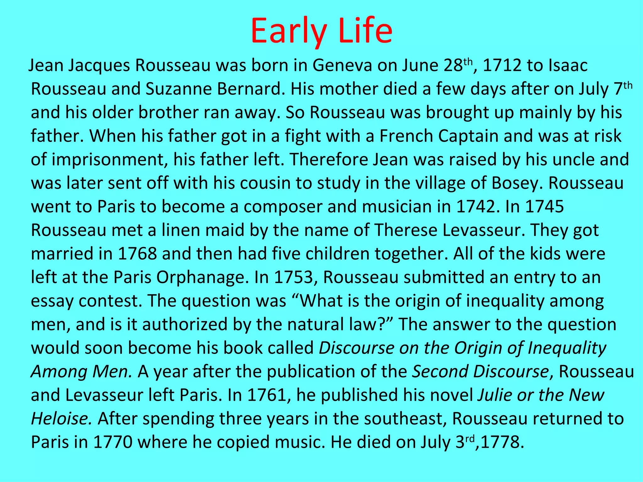 Jean-Jacques Rousseau Project | PPT