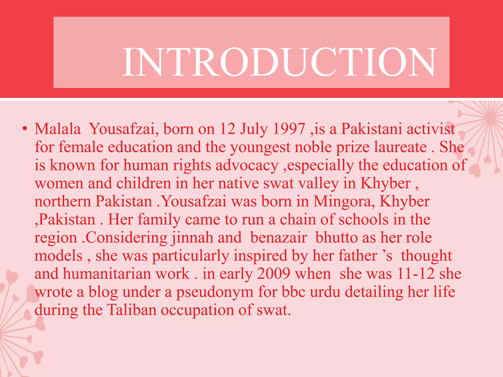 ppt on malala yousafsai history | PPTX