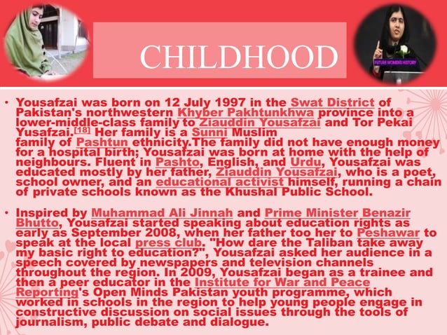 ppt on malala yousafsai history | PPTX | Injuries | Diseases and Conditions