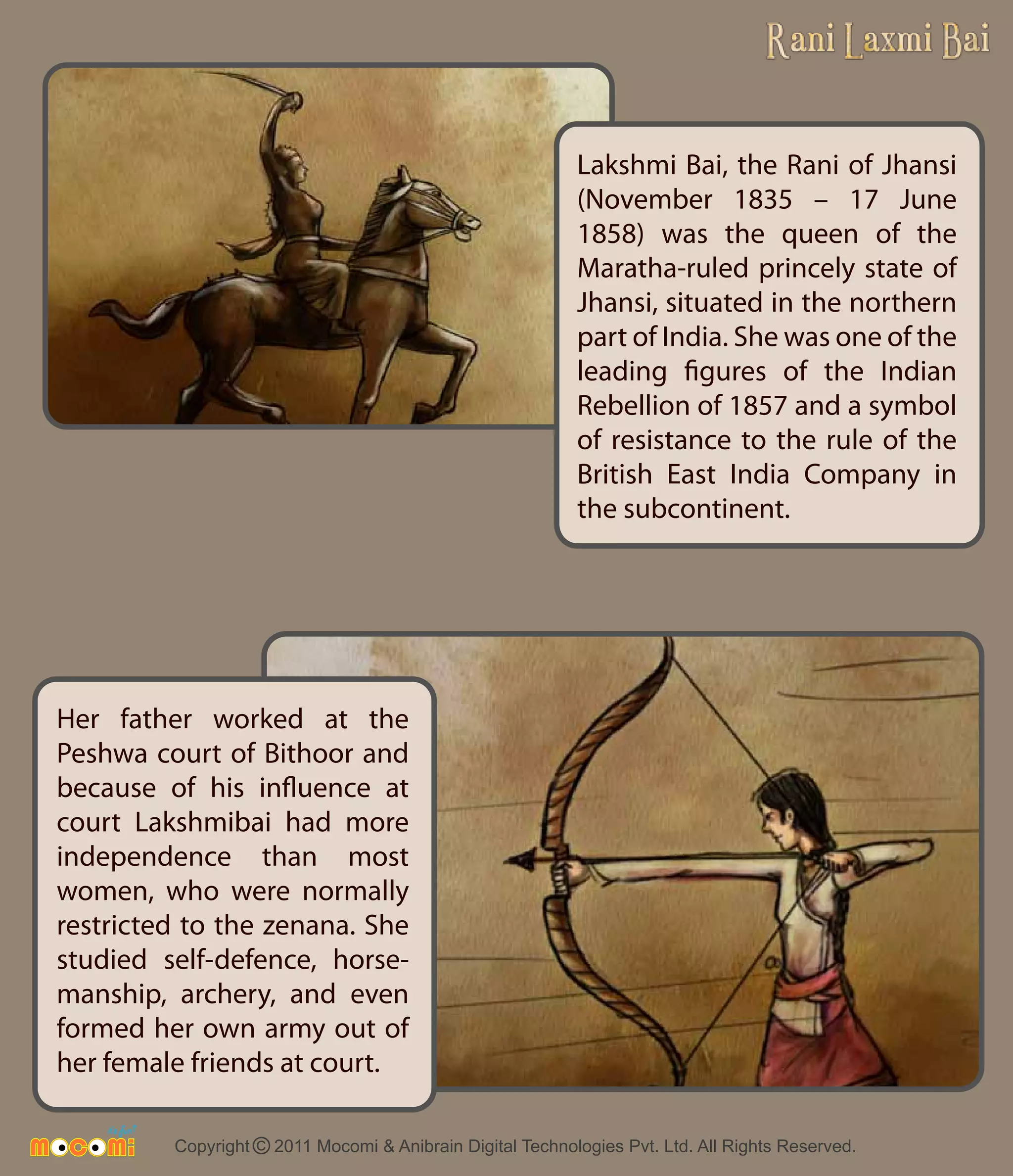 Rani Laxmi Bai - History – Mocomi.com