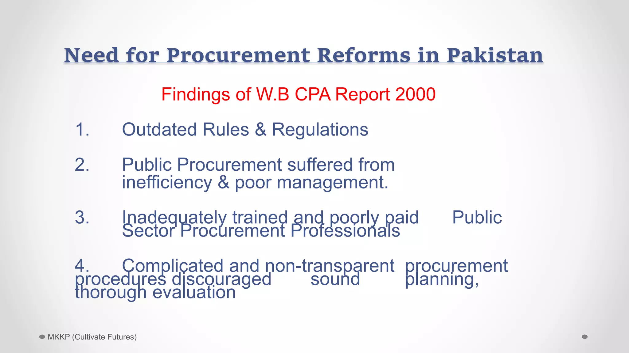 History & reforms of public procurement rules in paksitan | PPT
