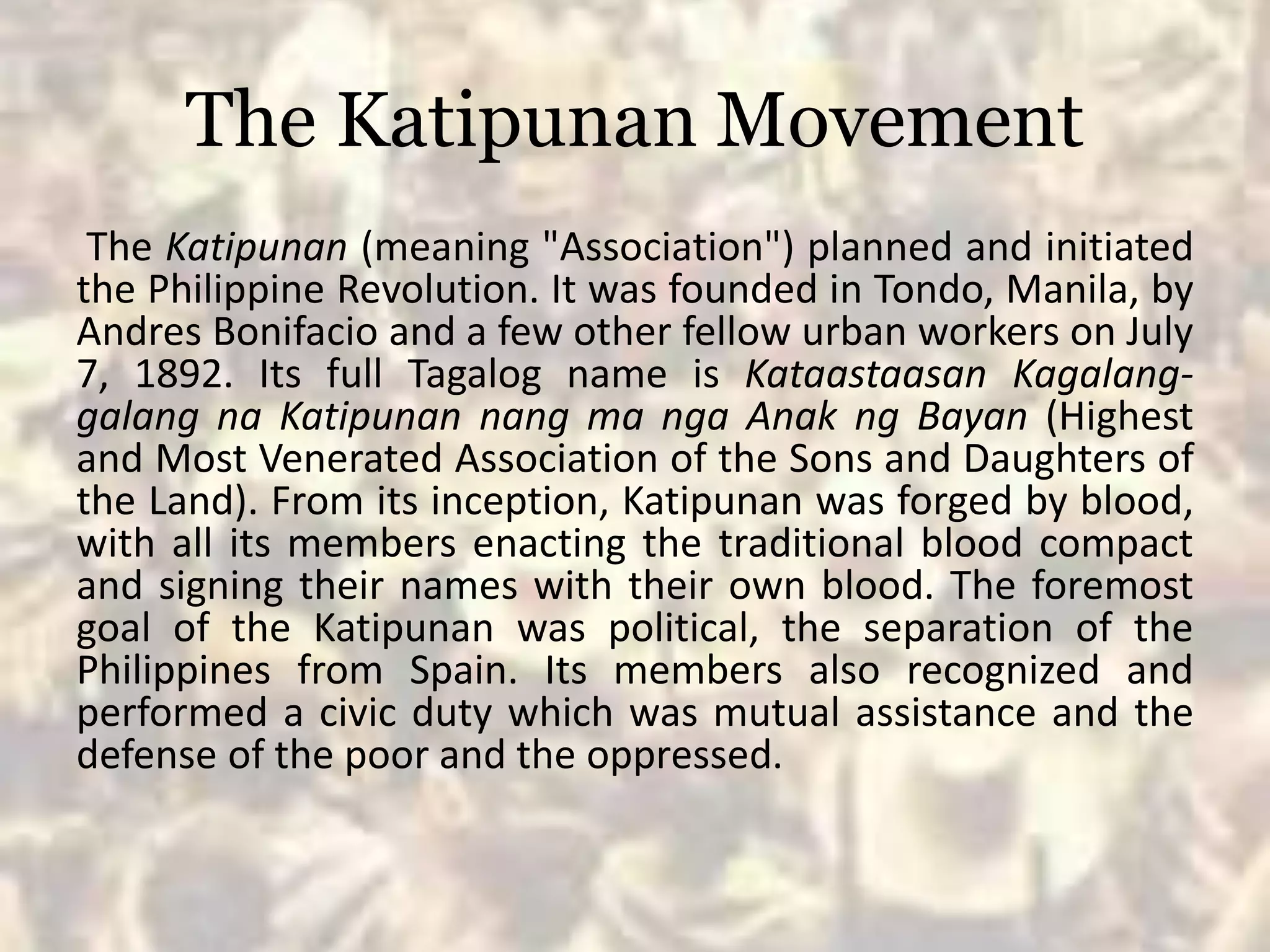 The katipunan (THe phil. rev.) | PPTX