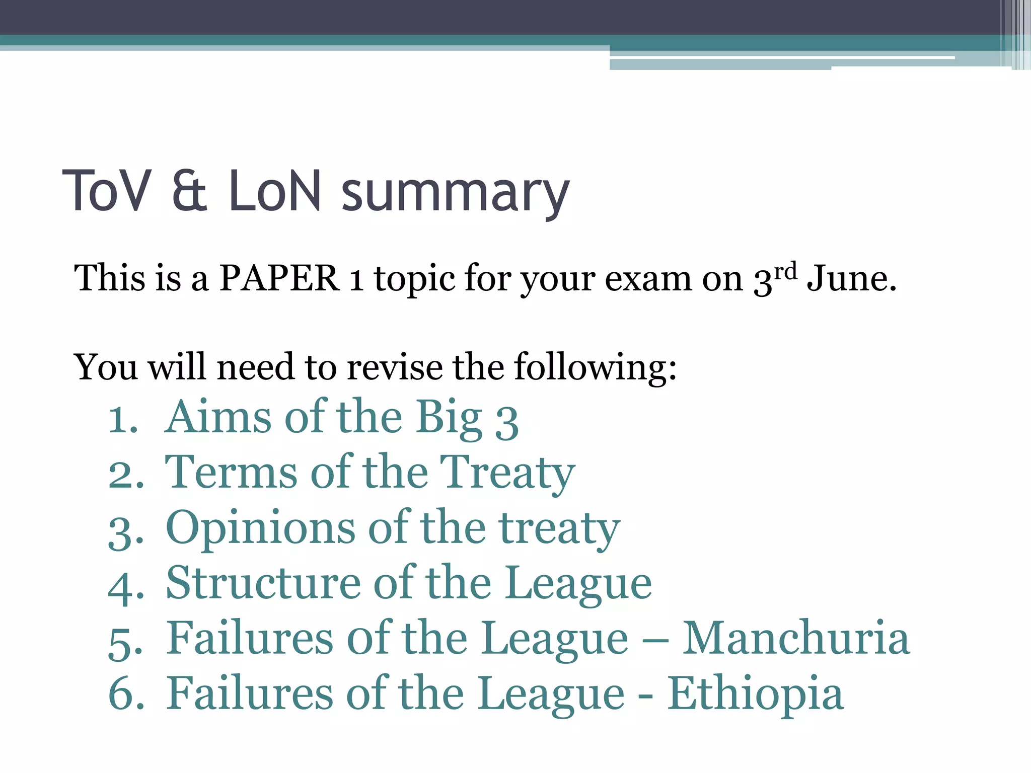 History Revision 2 Tov & Lon | PPTX