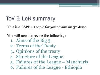 History Revision 2 Tov & Lon | PPTX