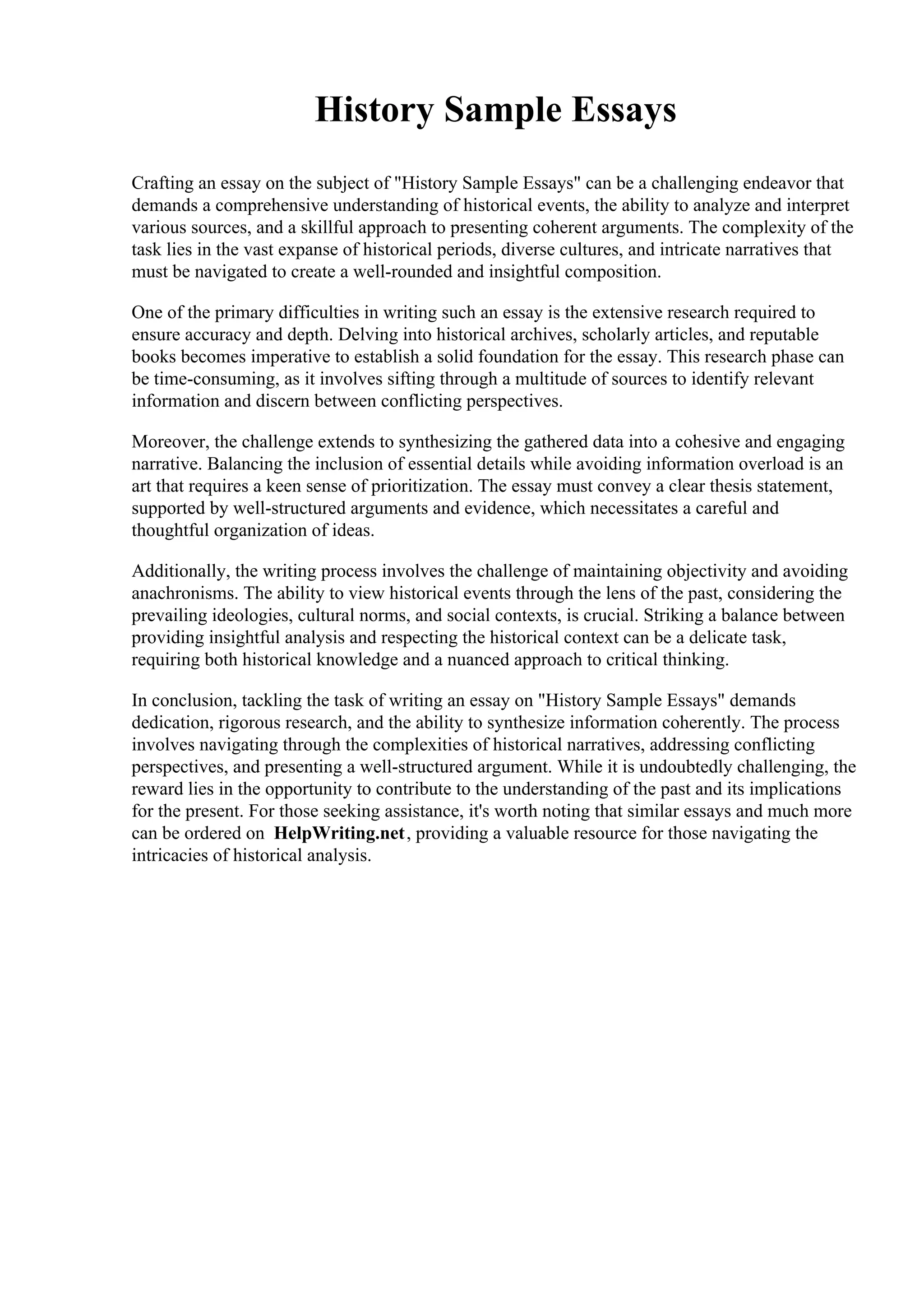 History Sample Essays. Southwestern Michigan College | PDF | Homework ...