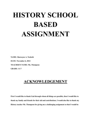 History school based assignment | DOCX
