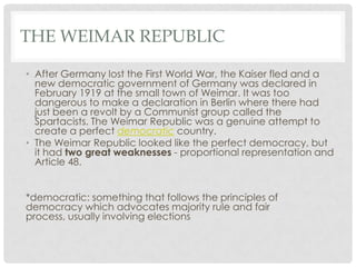 History - german weimar government – strengths and weaknesses (from bbc ...