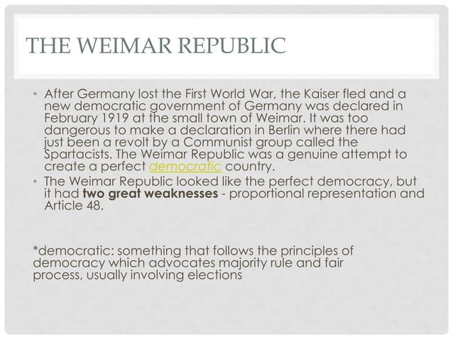 History - german weimar government – strengths and weaknesses (from bbc ...
