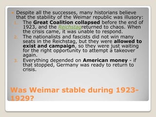 History - how did the weimar republic survive (from bbc history) | PPT