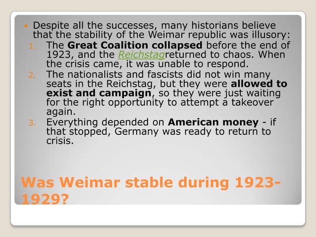 History - how did the weimar republic survive (from bbc history) | PPT