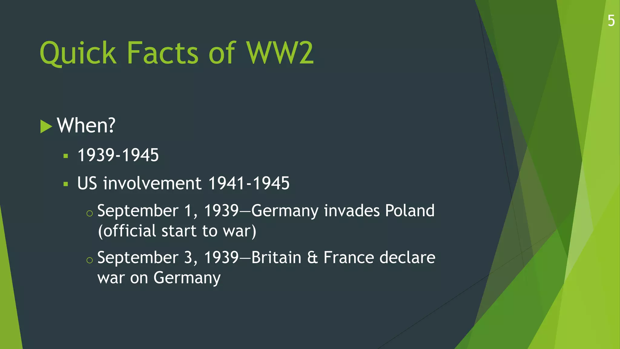 WWII Quick Facts and Causes of War | PPTX