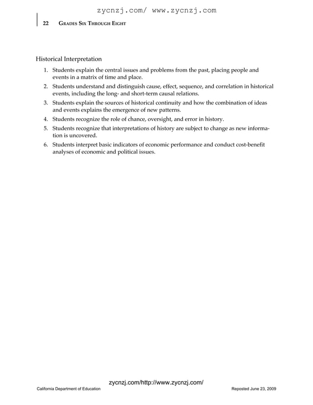 History social science content standards content standards (ca ... | PDF