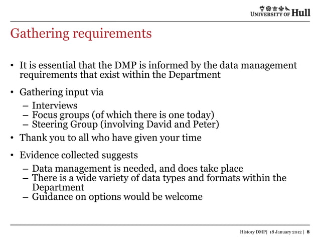 History data management staff development