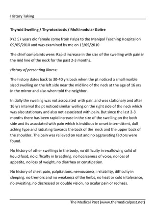 History Taking in Medicine and Surgery for Final MBBS practical exams | PDF