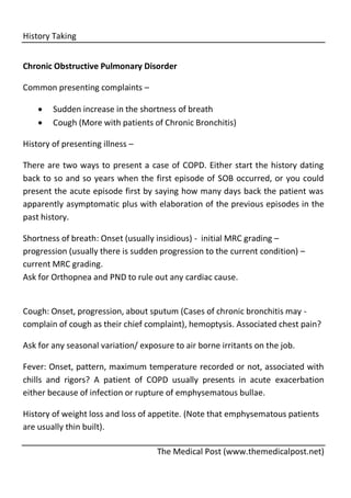 History Taking in Medicine and Surgery for Final MBBS practical exams | PDF