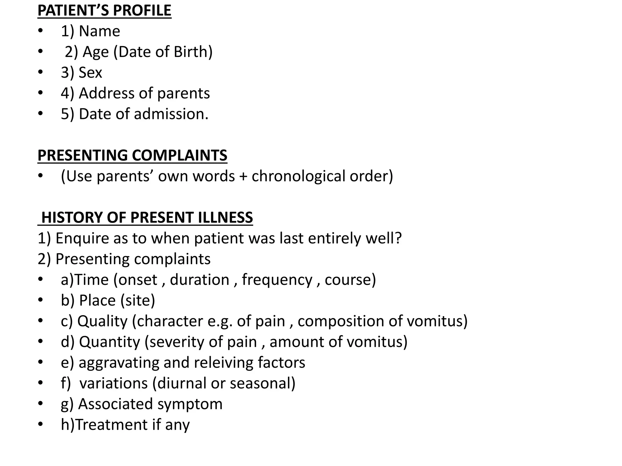 History taking in pediatrics | PPTX