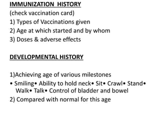 History taking in pediatrics | PPTX