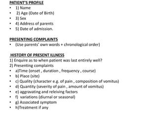 History taking in pediatrics | PPTX