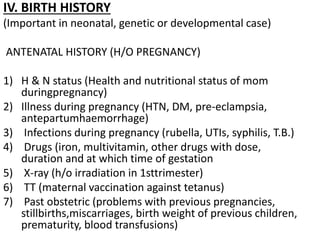 History taking in pediatrics | PPTX