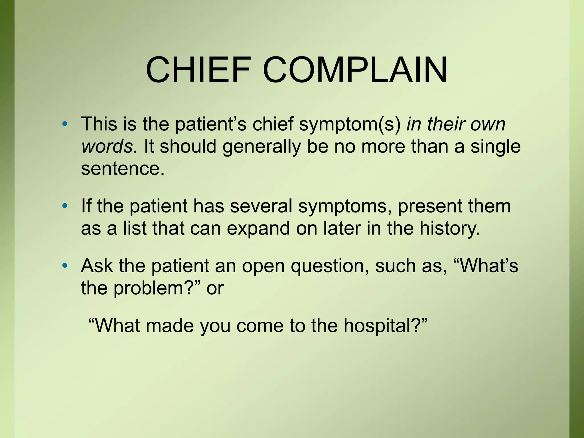 History taking (History of Physical Examination) | PPTX