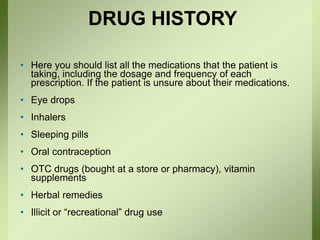 History taking (History of Physical Examination) | PPTX