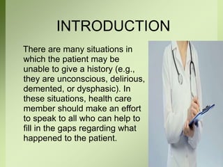 History taking (History of Physical Examination) | PPTX