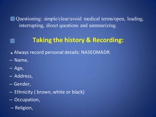 History taking in optometry or ophthalmology | DOCX
