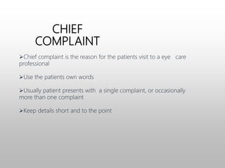 History Taking.IN EYE | PPT