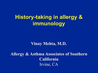 History taking allergy and asthma in pediatrics | PDF
