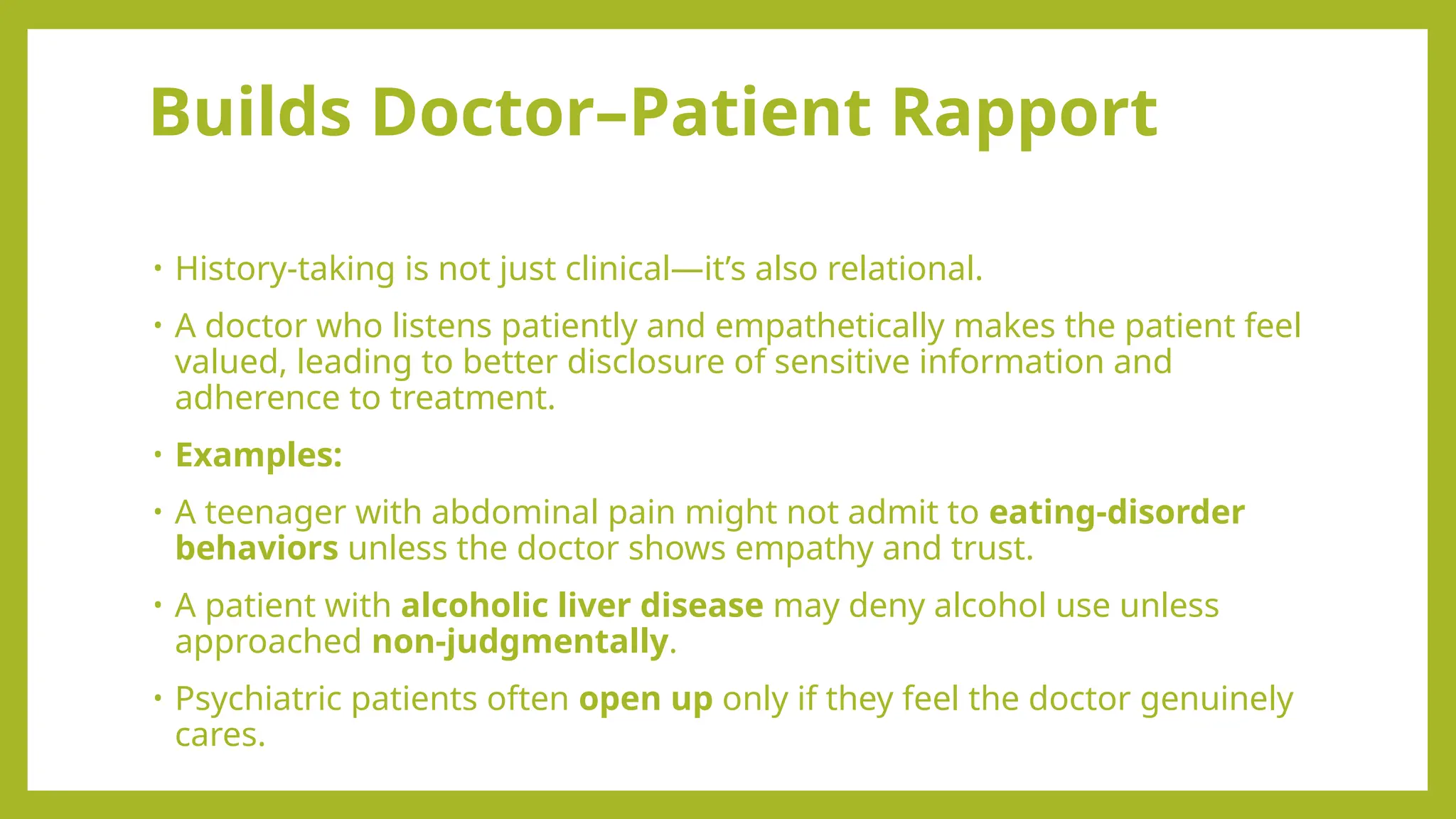 HISTORY TAKING- PG IMPORTANCE clinicalss | PPTX