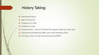 History taking and examination Obstetrics and Gynecology | PPTX