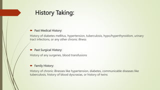 History taking and examination Obstetrics and Gynecology | PPTX