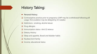 History taking and examination Obstetrics and Gynecology | PPT