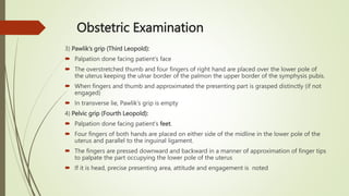 History taking and examination Obstetrics and Gynecology | PPT