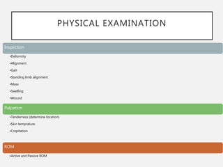 History taking and physical examination of the knee | PPTX