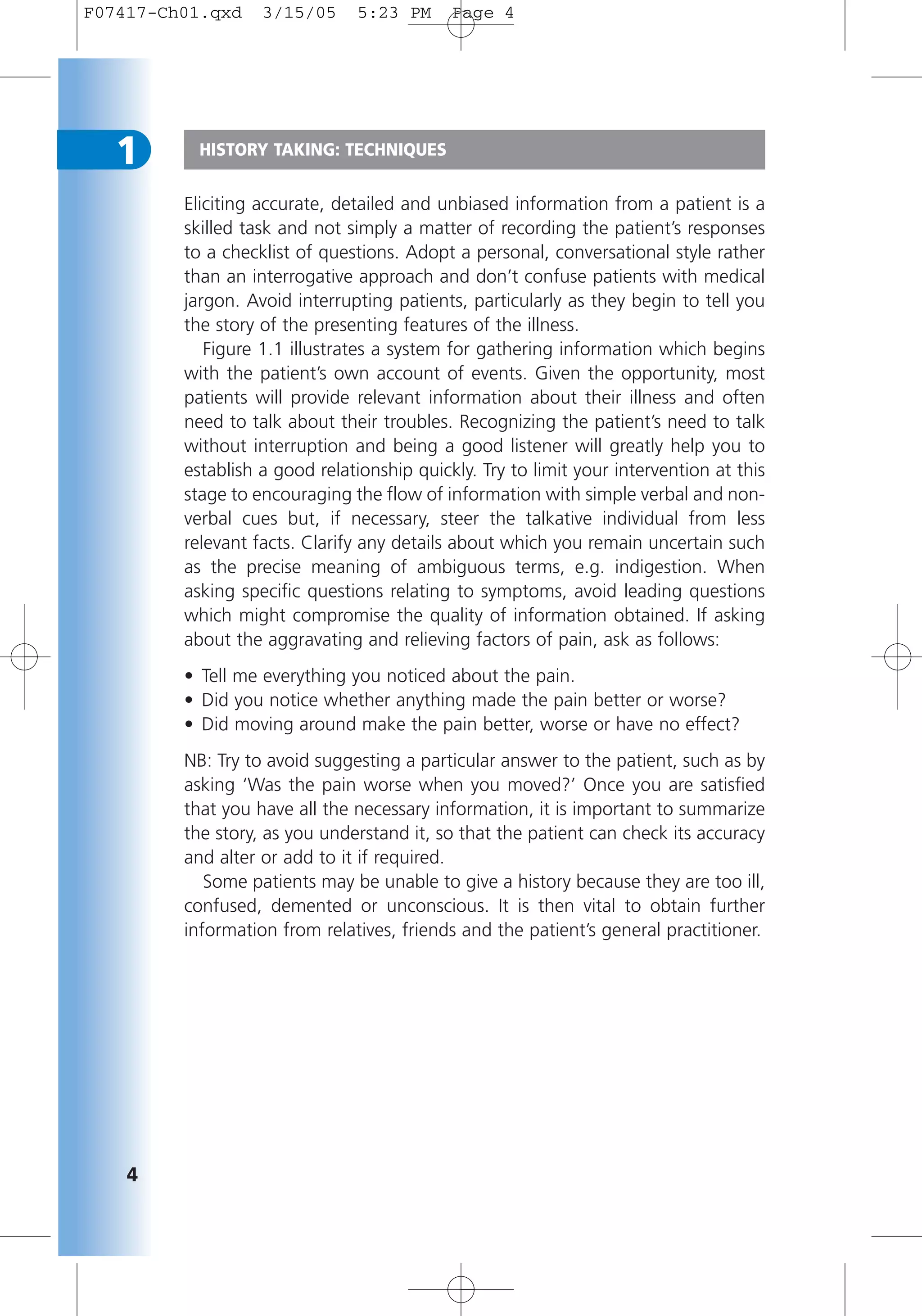 History Taking (Checklist) - Elsevier Health | PDF