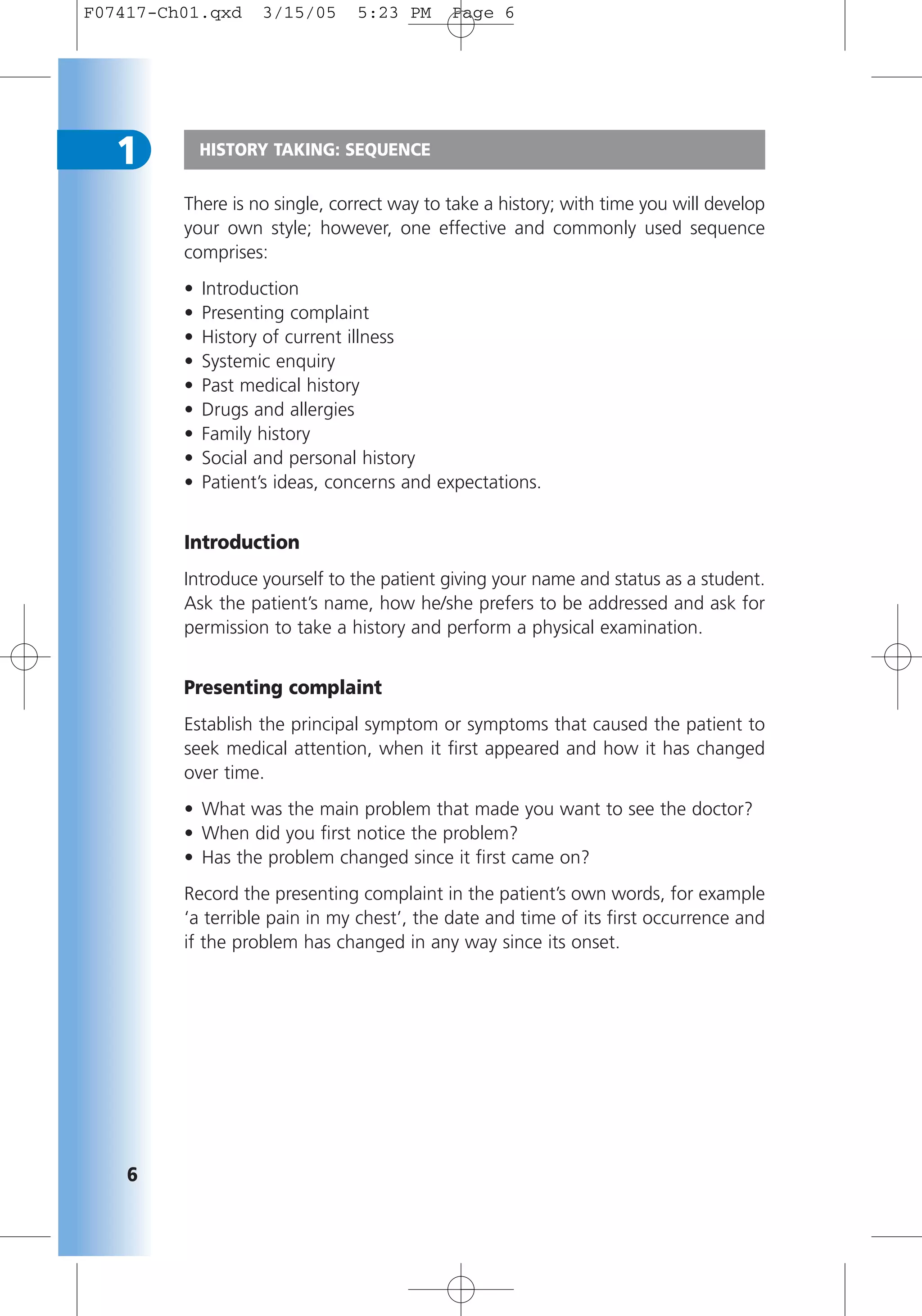 History Taking (Checklist) - Elsevier Health | PDF
