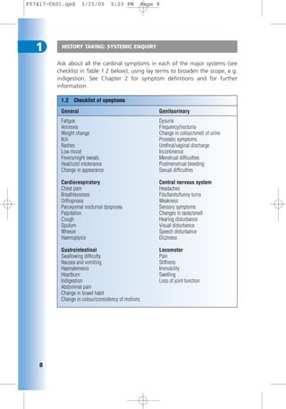 History Taking (Checklist) - Elsevier Health | PDF