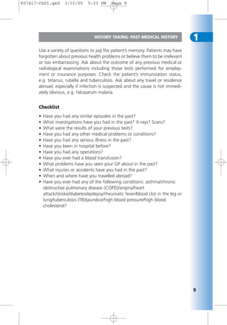 History Taking (Checklist) - Elsevier Health | PDF