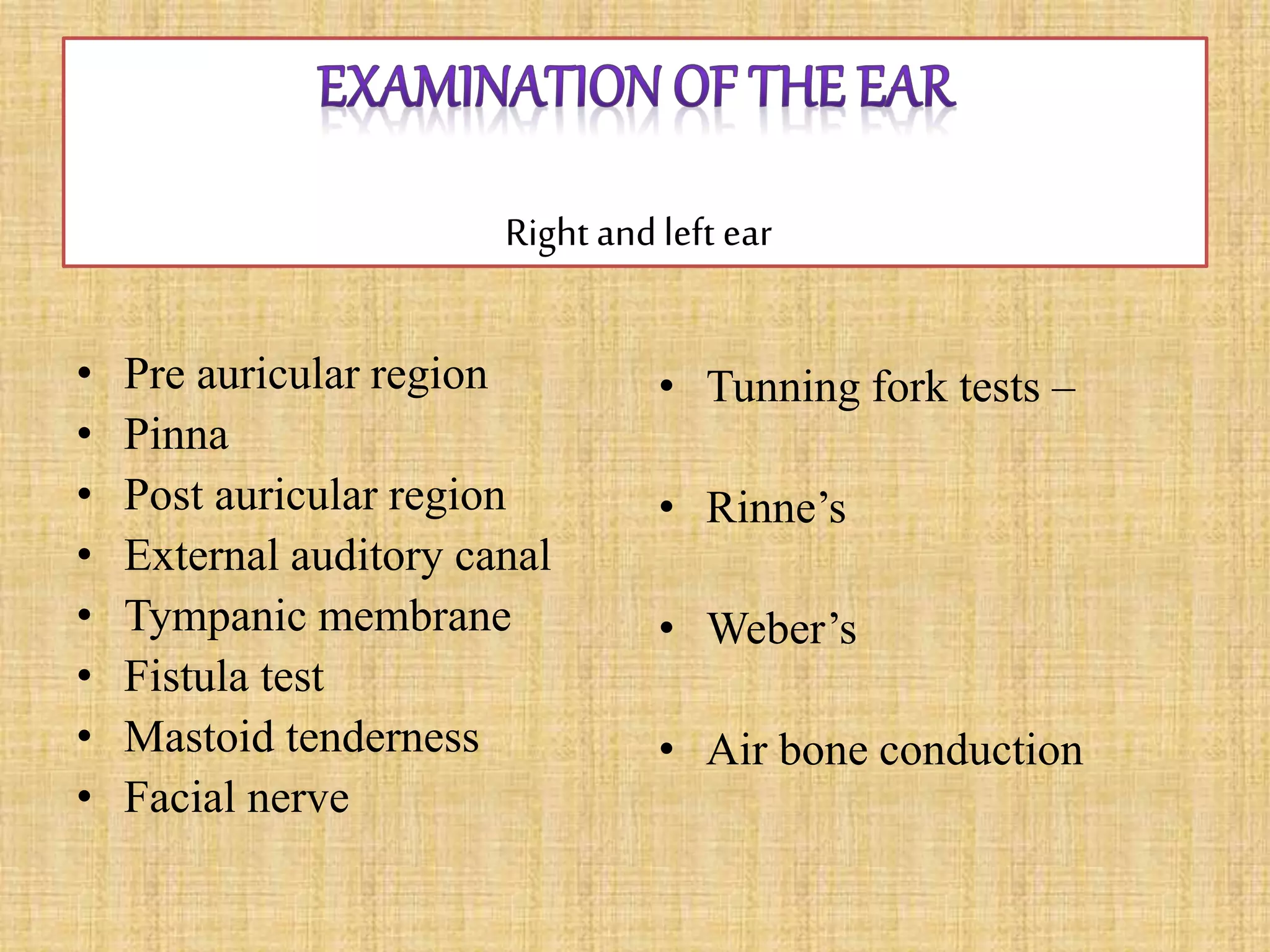History taking & examination in ENT | PPTX