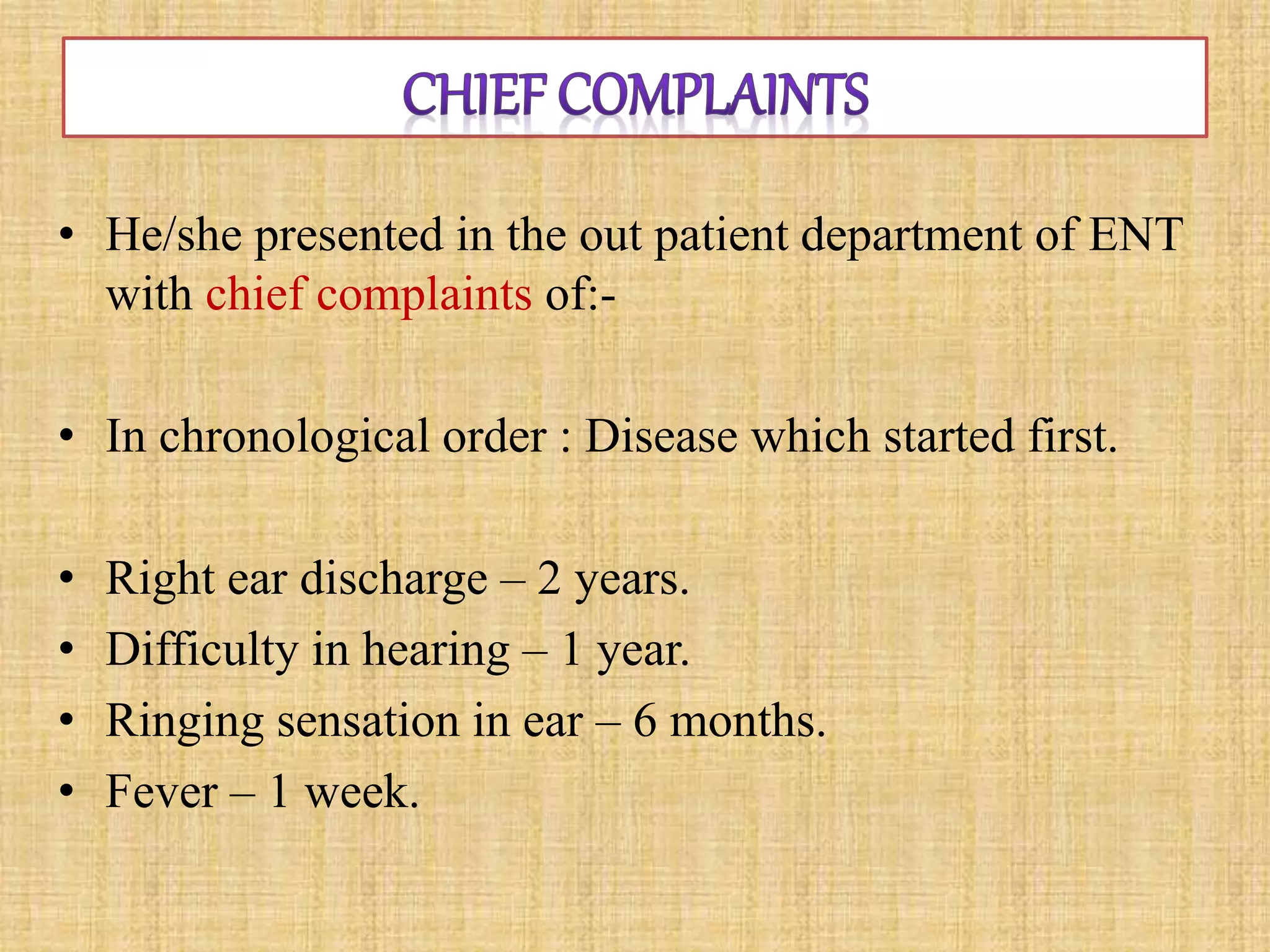 History taking & examination in ENT | PPTX
