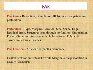 History taking & examination in ENT | PPTX
