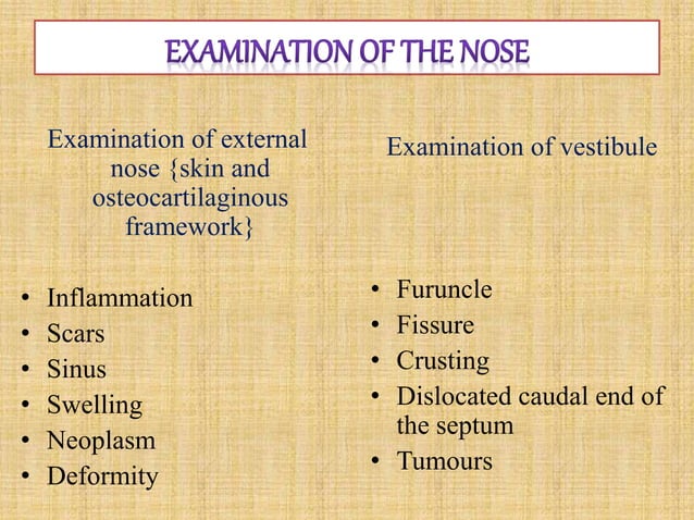 History taking & examination in ENT | PPTX | Ear, Nose and Throat ...