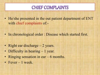 History taking & examination in ENT | PPTX