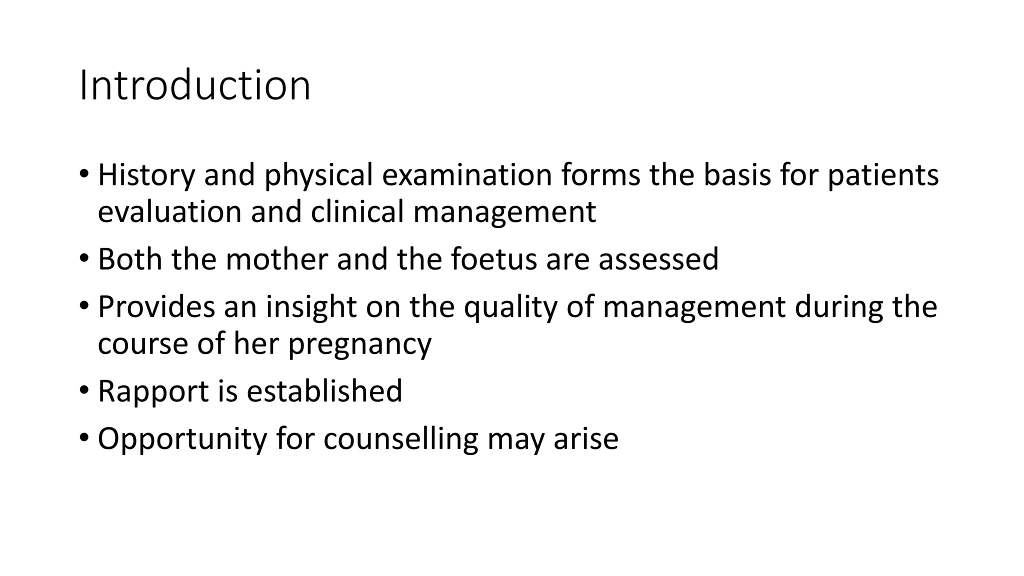 History taking & examination in obstetrics | PPTX