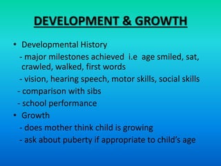 History taking for child | PPTX