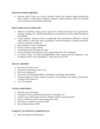 History taking format for gyne | PDF