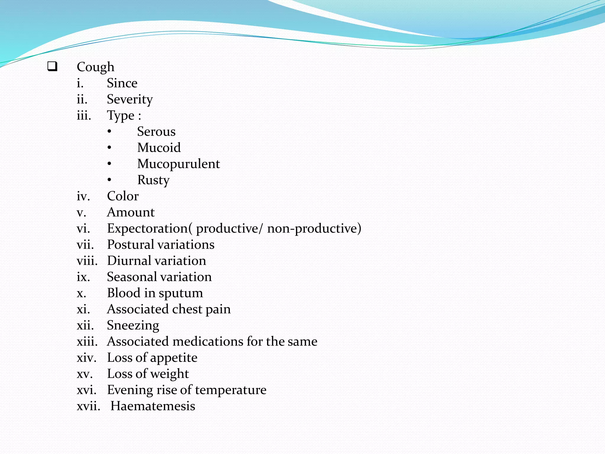 History taking in chest and tb department | PPTX